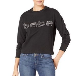 bebe | Tops | Bebe Rhinestone Logo Sweatshirt Black S M | Poshmark